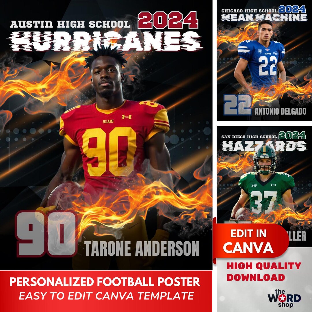 Customizable Football Poster Template, Senior Team Gift (canva Edit) - Etsy