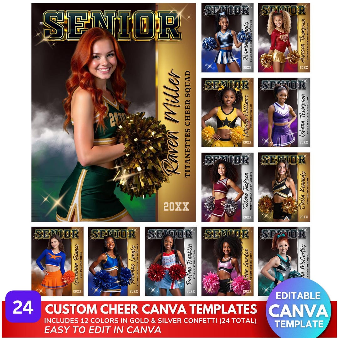 Editable Cheerleader Senior Banner Template | 24 Canva Designs 18x24 ...