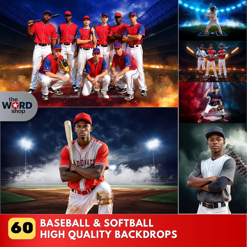 60 Baseball & Softball Digital Backdrops Sports Photography, Senior ...