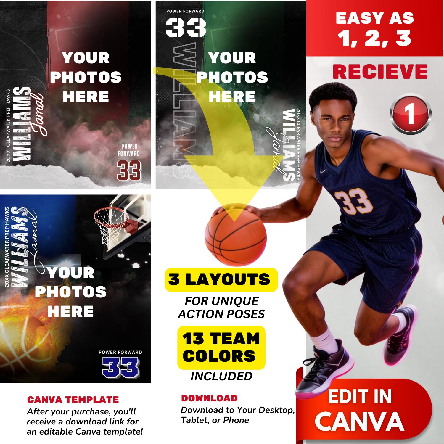 Custom Basketball Team Poster Template, 16x20 (canva Editable, Digital ...