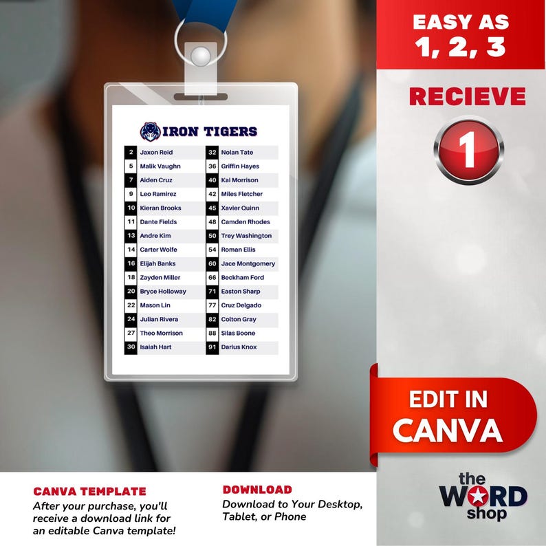 Editable Team Roster Card Template | Canva Sports Team Design ...