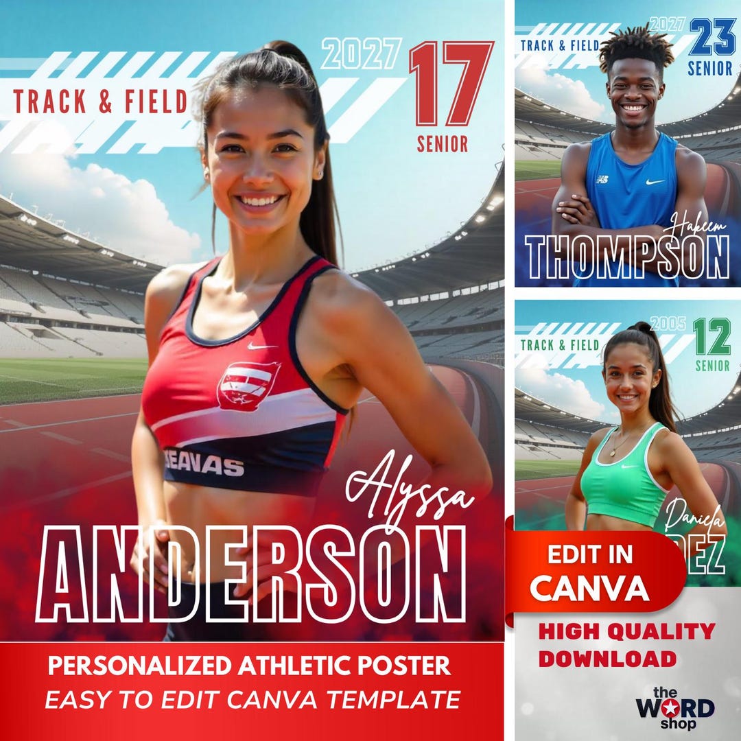 Track and Field Poster Canva Template Design 16x20 Custom Track and ...