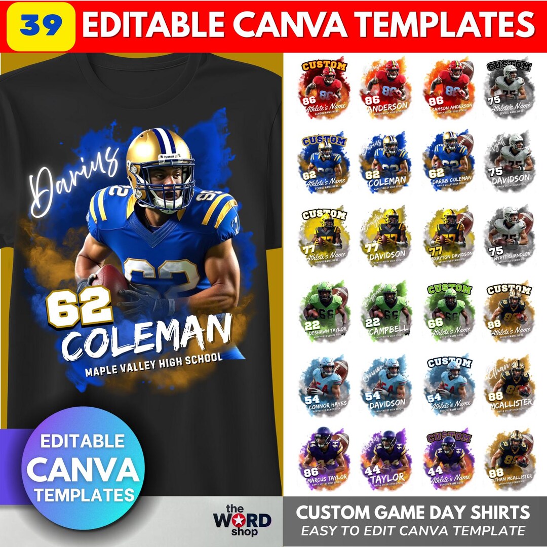 Football Shirt Templates: Smoke Mascot, Game Day Spirit (canva Editable ...