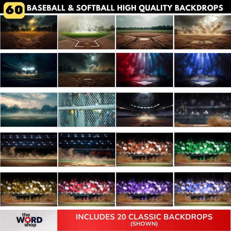 60 Baseball & Softball Digital Backdrops Sports Photography, Senior ...
