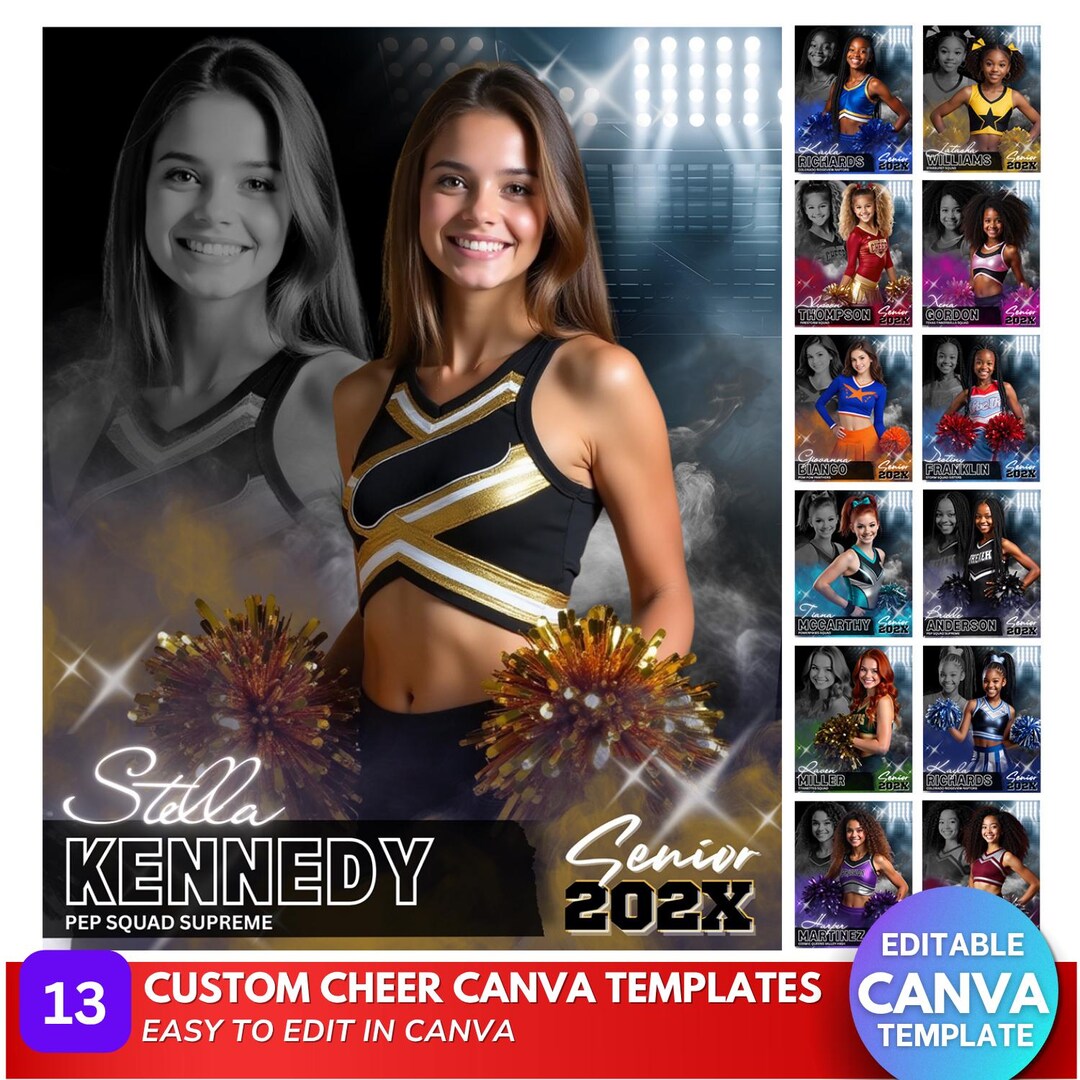 Editable Cheerleader Backdrop Canva Template | 13 Designs 16x20 ...