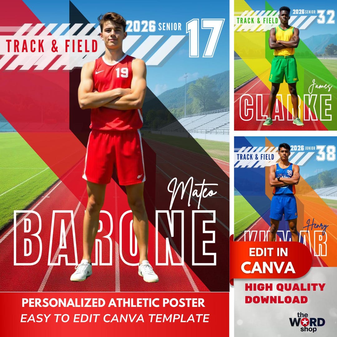 Track and Field Poster Canva Template Design 16x20 Custom Athlete ...