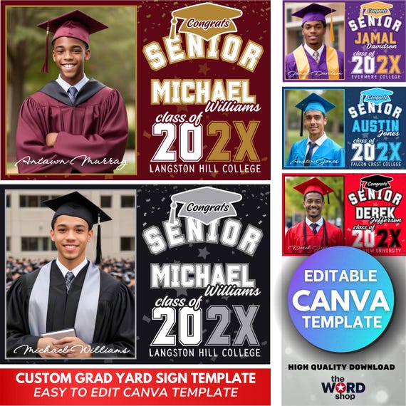 Editable Senior Sign Class Of Any Graduation Year Custom Printable
