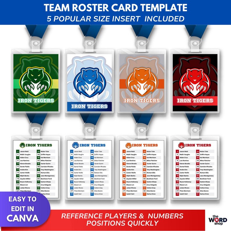 Editable Team Roster Card Template | Canva Sports Team Design ...