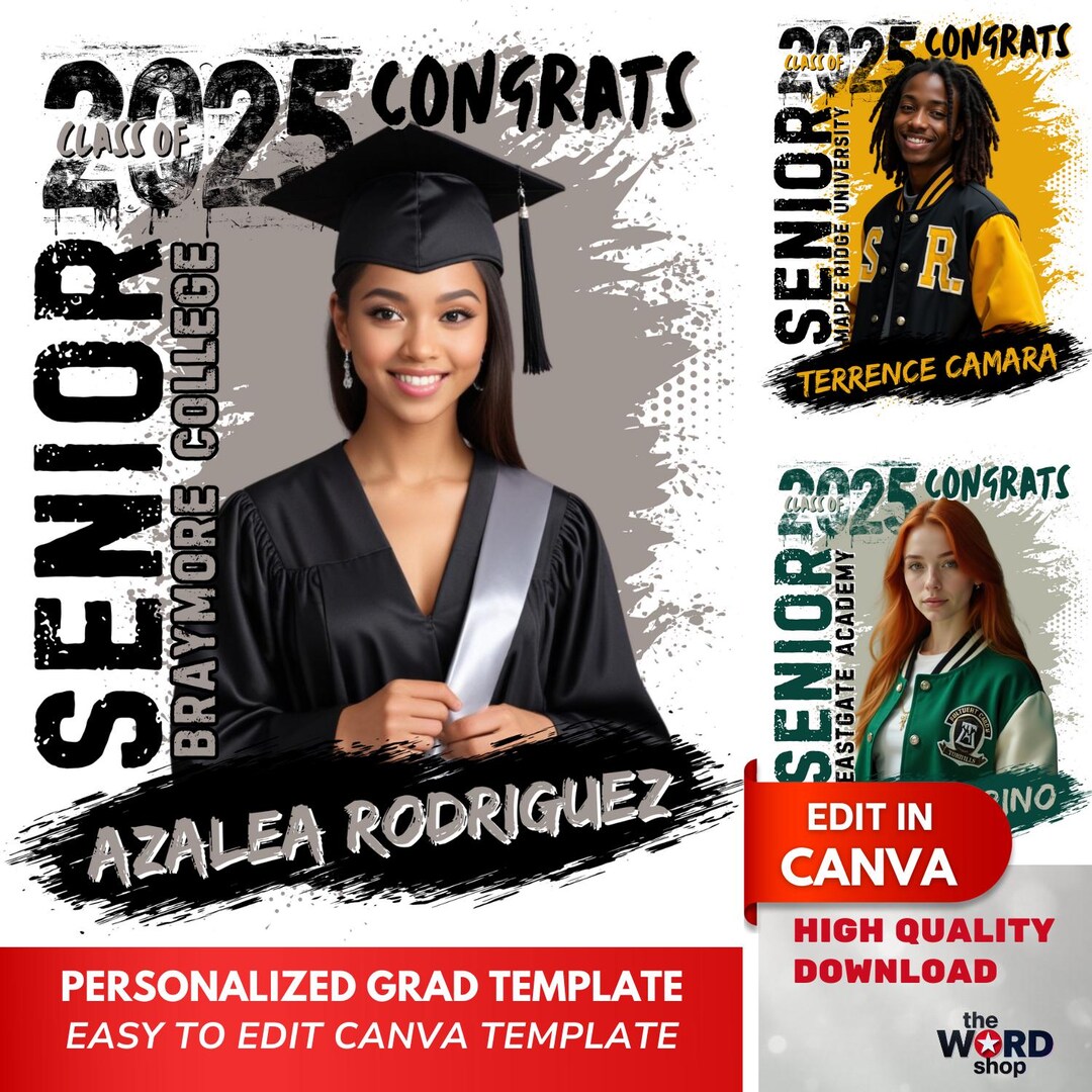 Senior Graduation Canva Template Class of 2025 Printable Poster Edit ...