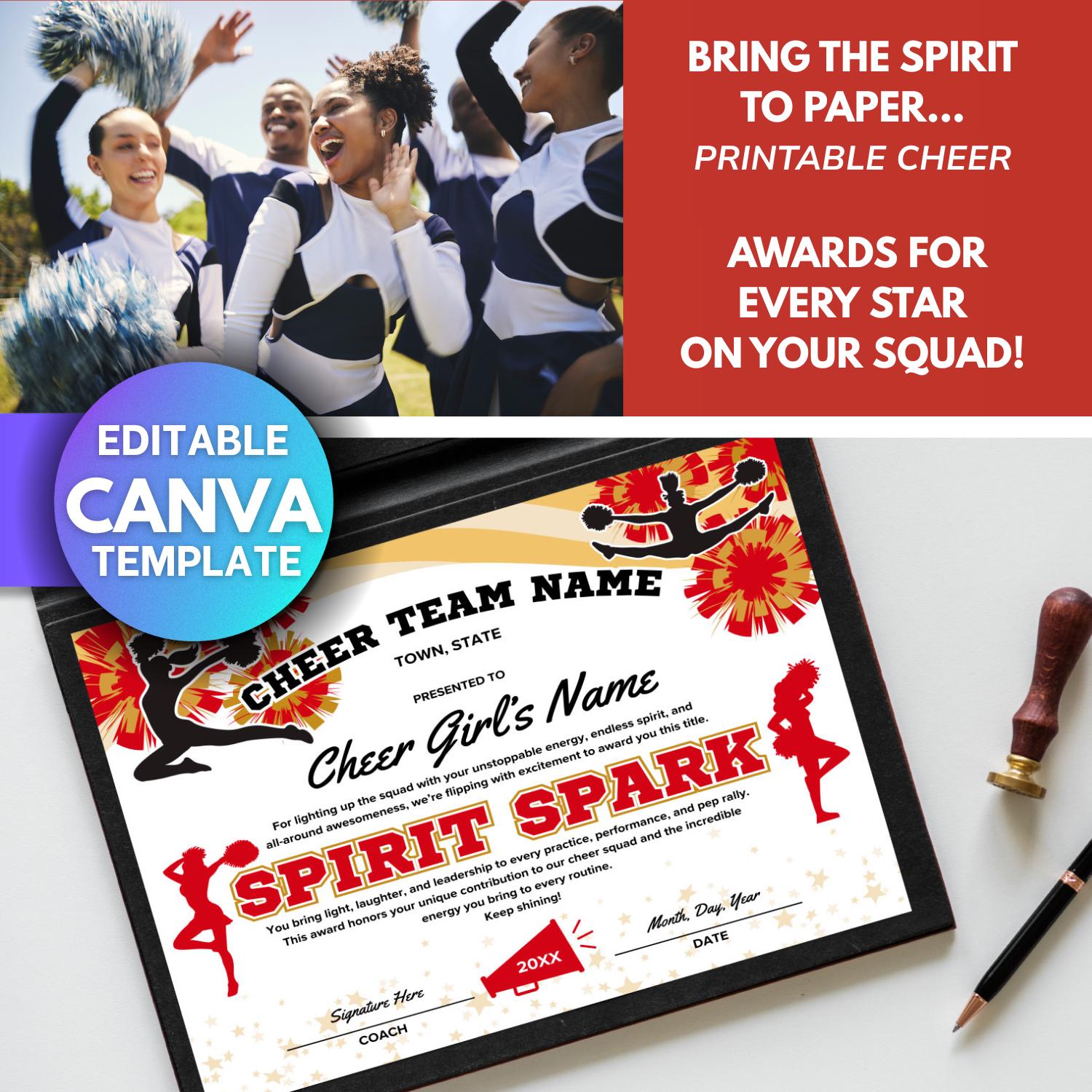 Editable Cheer Award Certificate Templates 21 Canva Cheerleader Awards ...