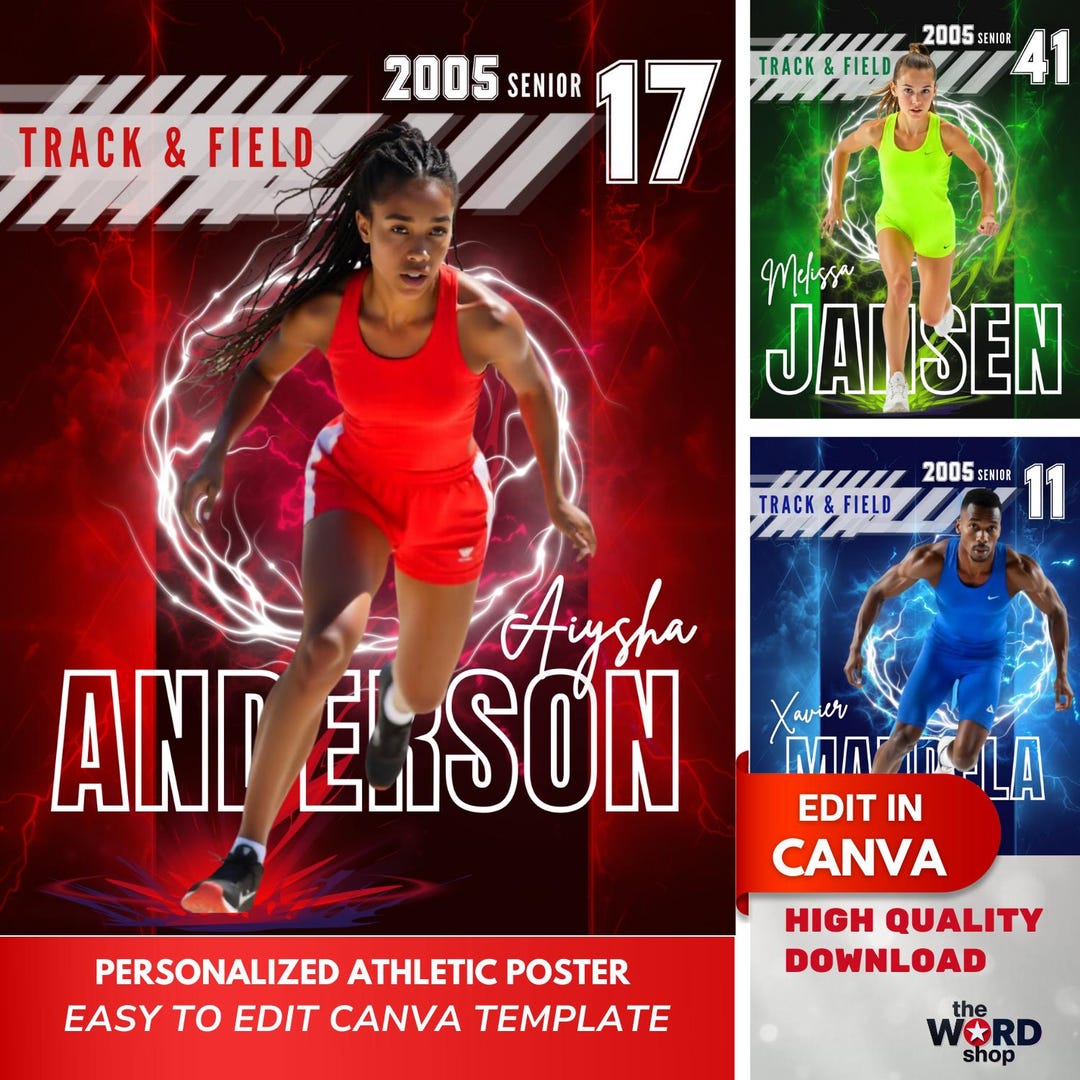 Track Field Template Poster Edit Canva Runner Template Design 16x20 ...