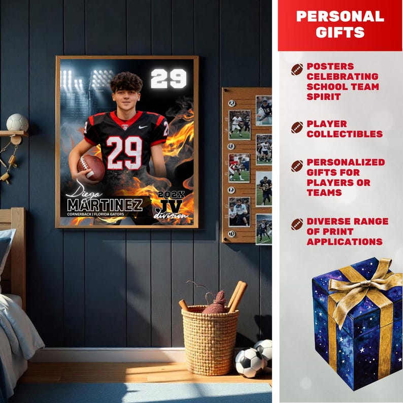 Custom Football Portrait Poster, Canva Template (16x20) - Etsy