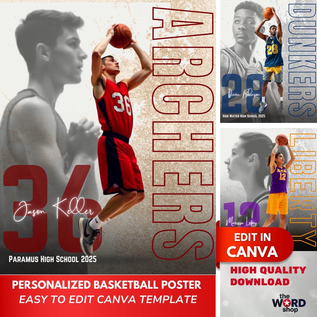 Basketball Poster Canva Template Design 16x20 Personalize Basketball ...