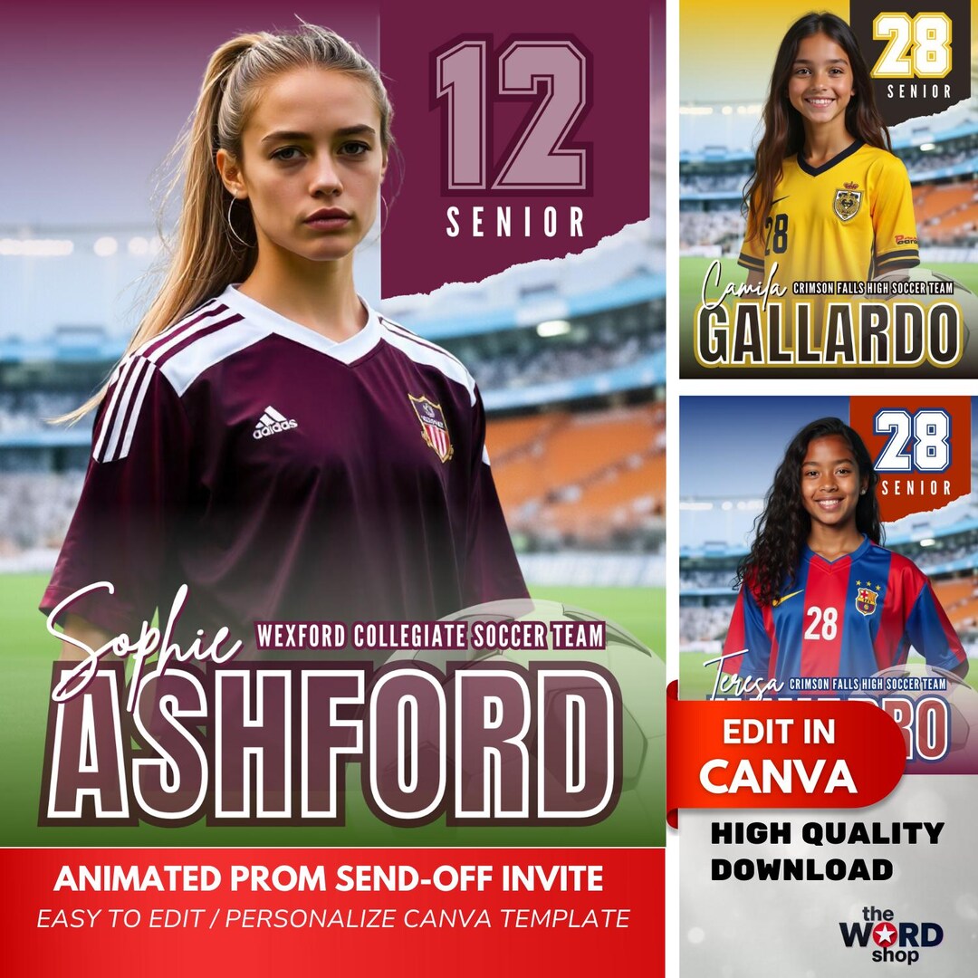 Custom Soccer Poster Canva Template 16x20 Editable Sports Portrait ...