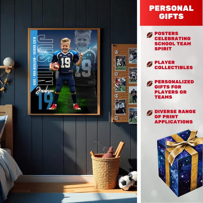 Football Poster 16x20 Canva Template Design Custom Football Portrait ...