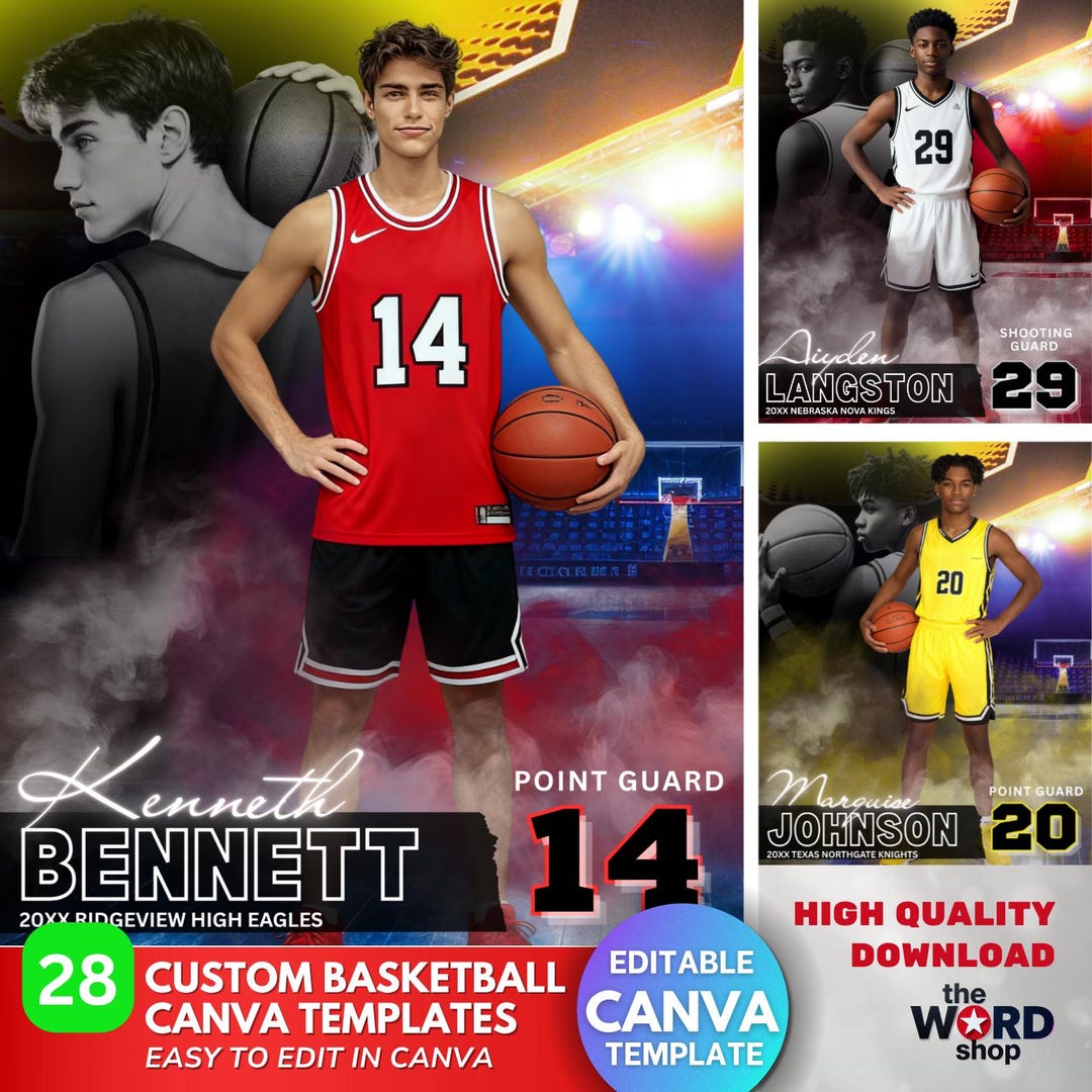 Custom Basketball Poster Canva Template | Game Day Banner | Team Gift ...