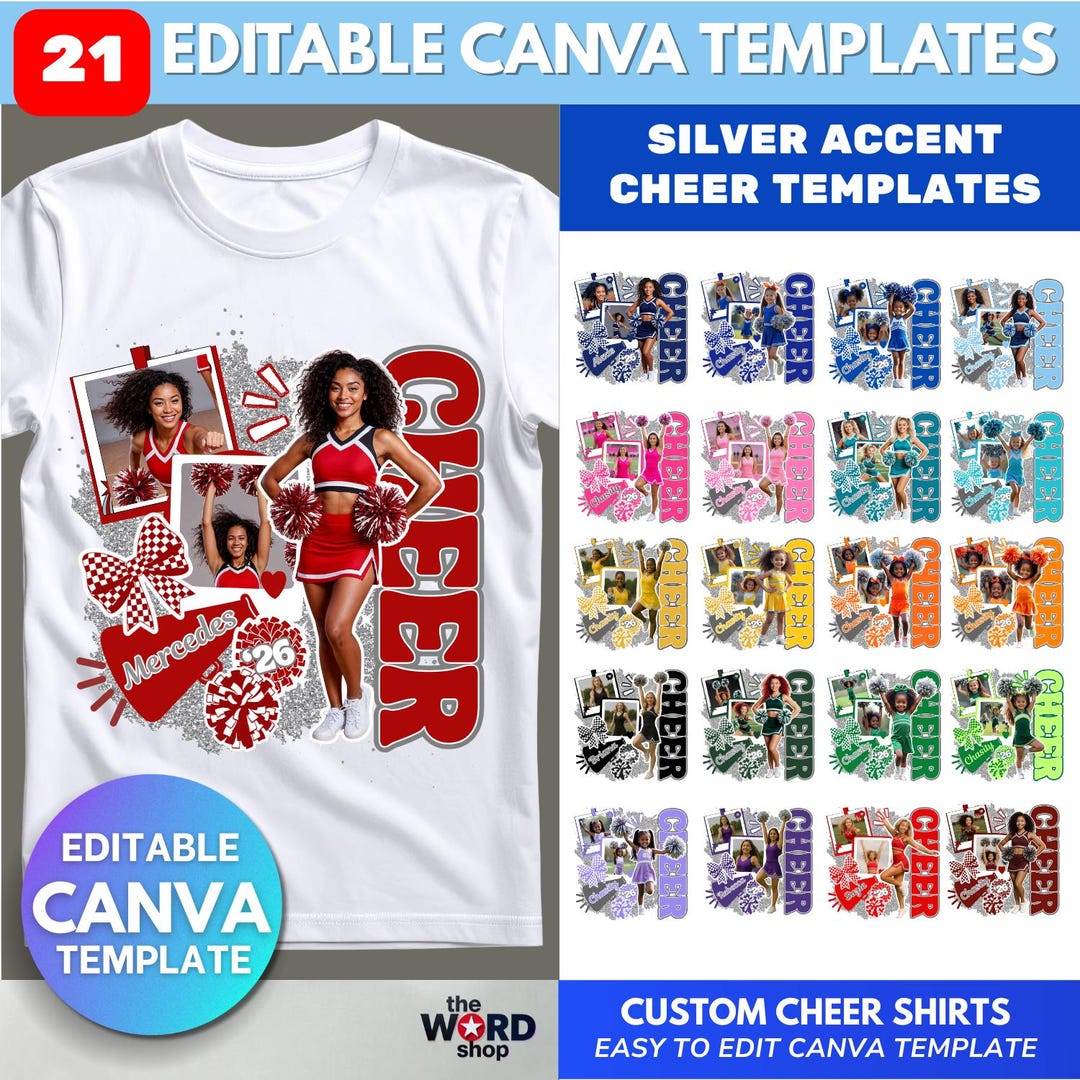 Editable Cheer Shirt Canva Template | Custom Cheerleader Name & Photo ...