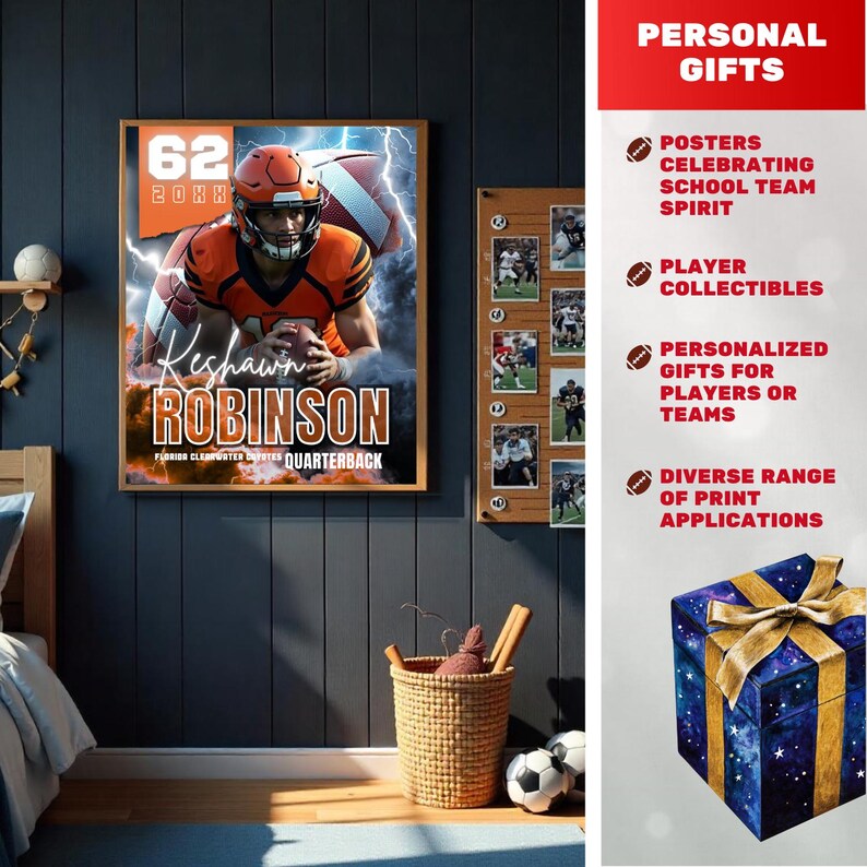 Football Backdrop Editable Canva Template 16 Team Colors Senior Poster ...