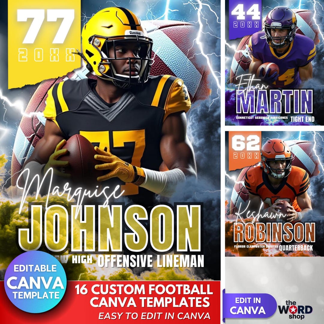 Football Backdrop Editable Canva Template 16 Team Colors Senior Poster ...