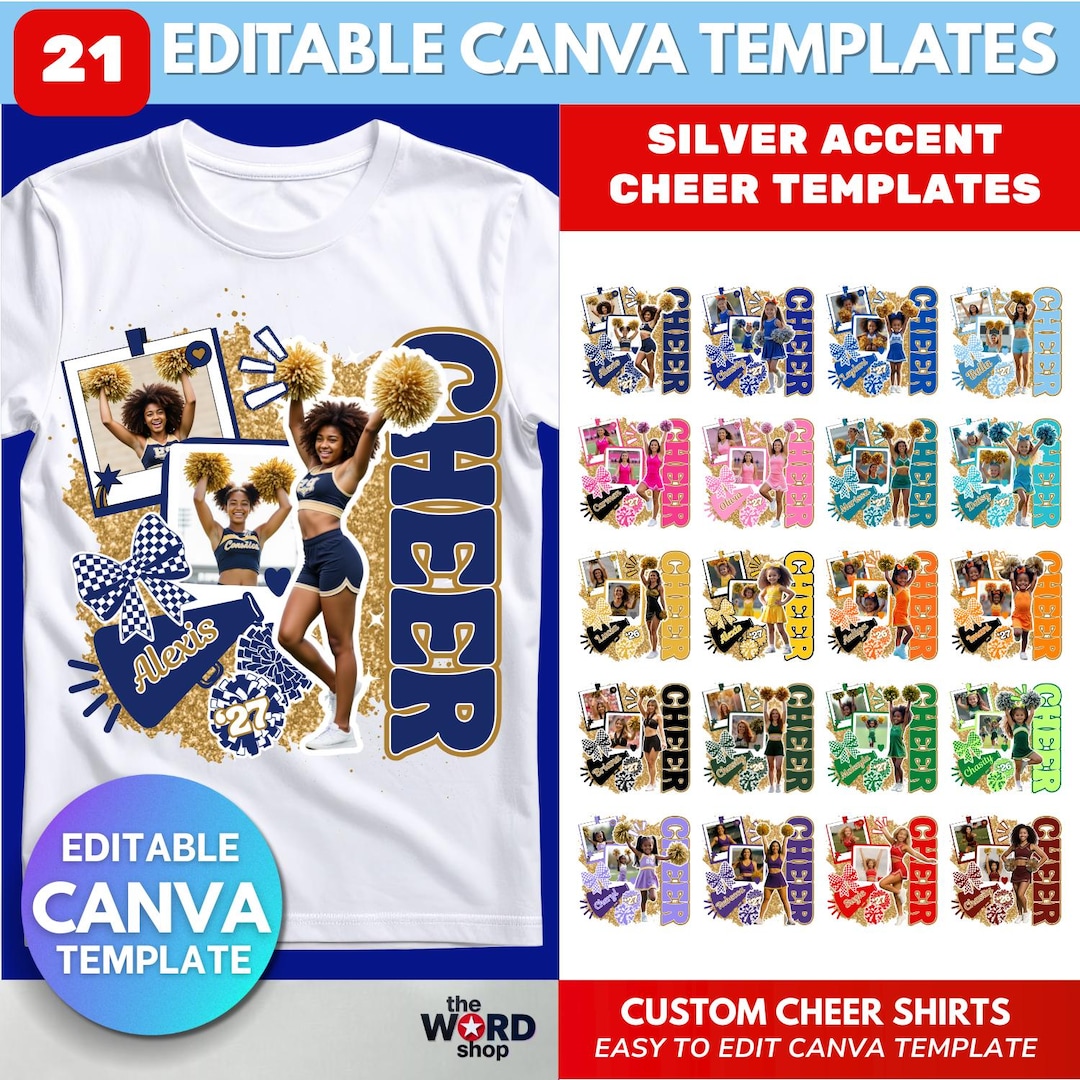 Editable Cheer Shirt Canva Template | Custom Spirit Wear Design ...