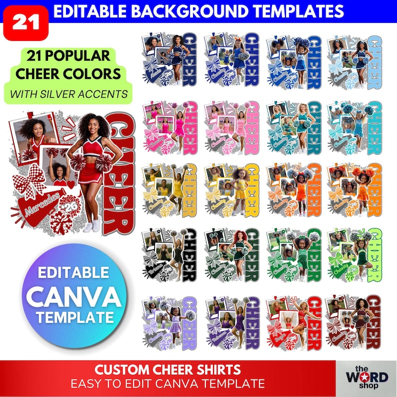 Editable Cheer Canva Template | Custom Cheer Shirt Design | Cheer Team ...