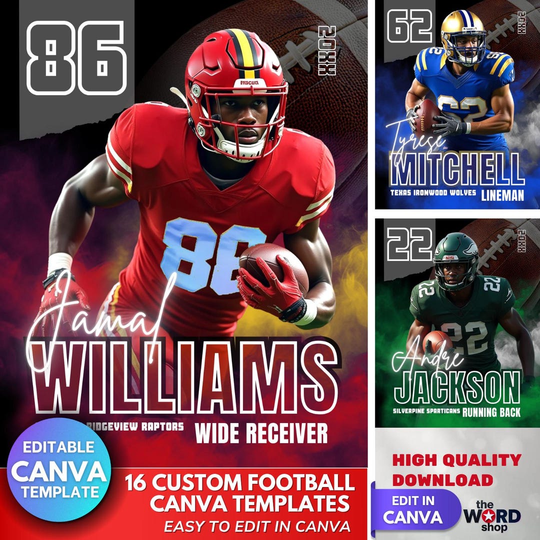 High School Football Poster Pack Templates | 16x20 Canva Editable ...