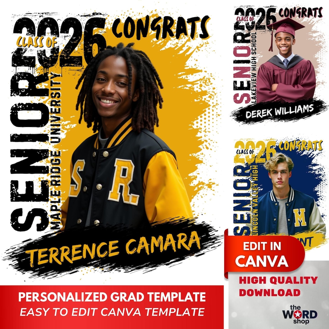 2026 Graduation Canva Template Editable Design 16x20 Personalize Photo ...