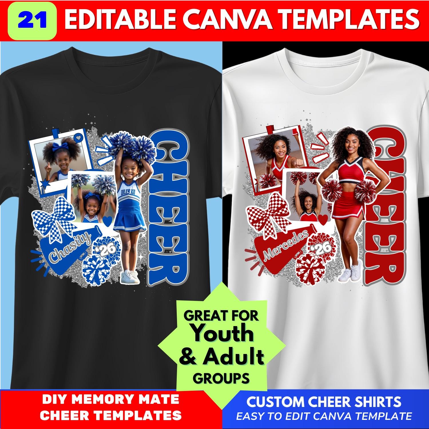 Editable Cheer Canva Template | Custom Cheer Shirt Design | Cheer Team ...