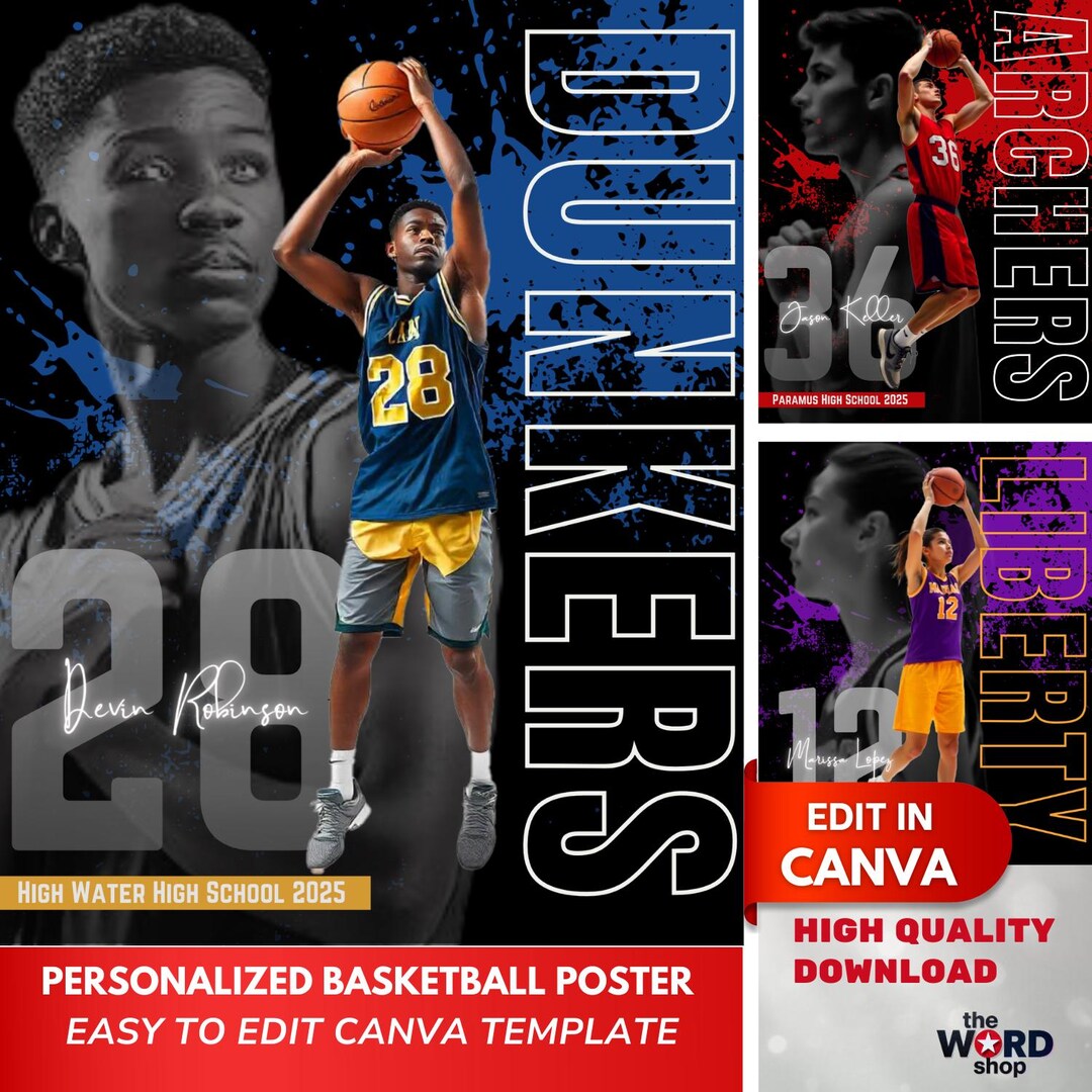 Basketball Poster Canva Template Design 16x20 Custom Basketball ...