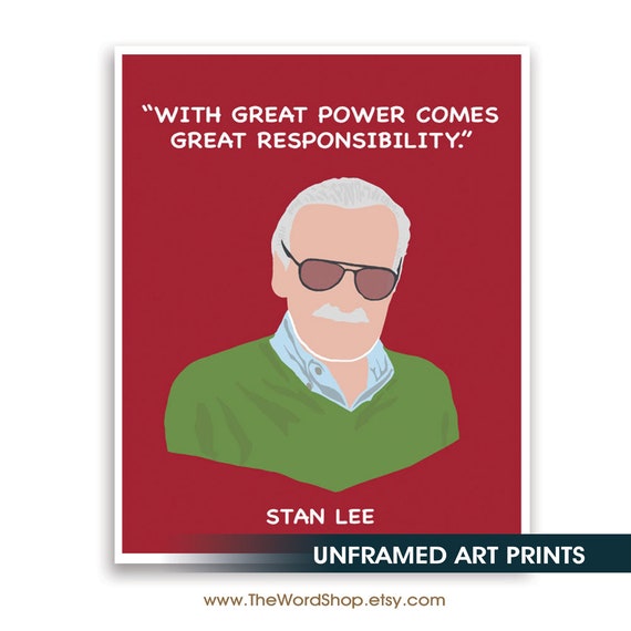 Mit Großer Macht Kommt Große Verantwortung Stan Lee Zitat Etsy