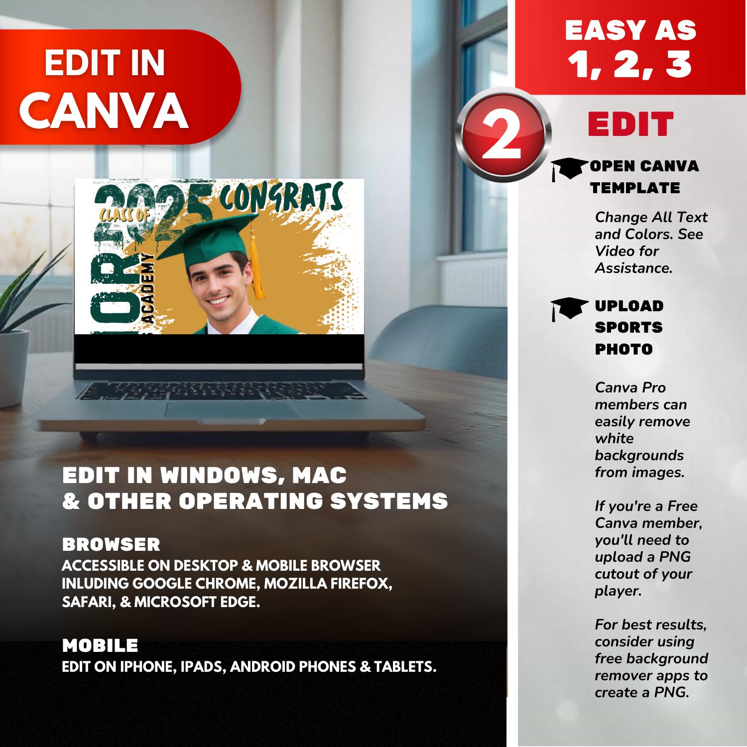 Senior Graduation Canva Template Class of 2025 Printable Poster Edit ...