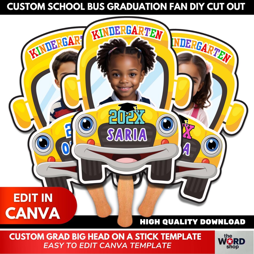 Editable Kindergarten Graduation Fan Template 2026 | Face on a Stick ...