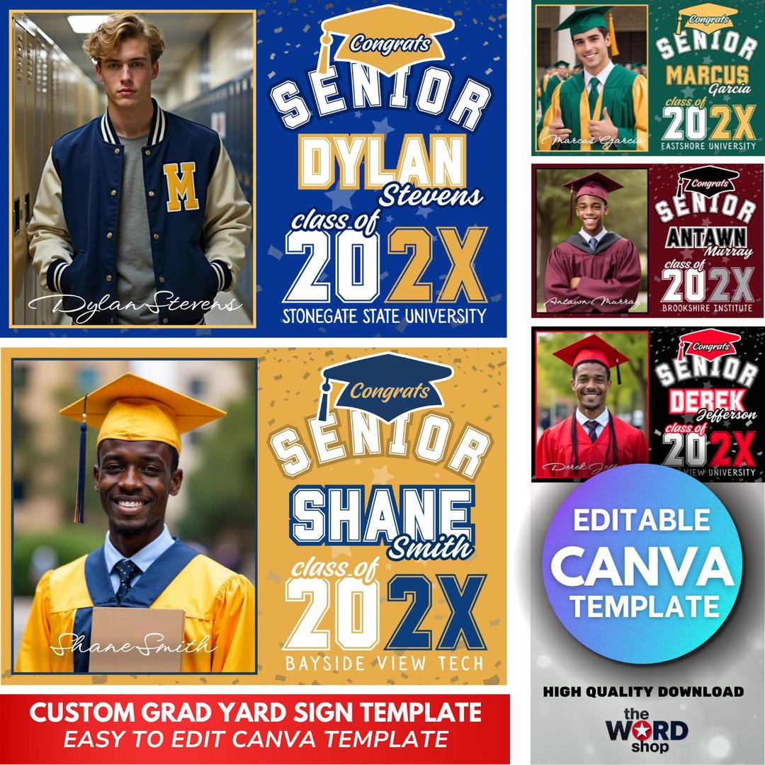 2026 Graduation Yard Sign Canva Template | 24x36 Editable Poster ...