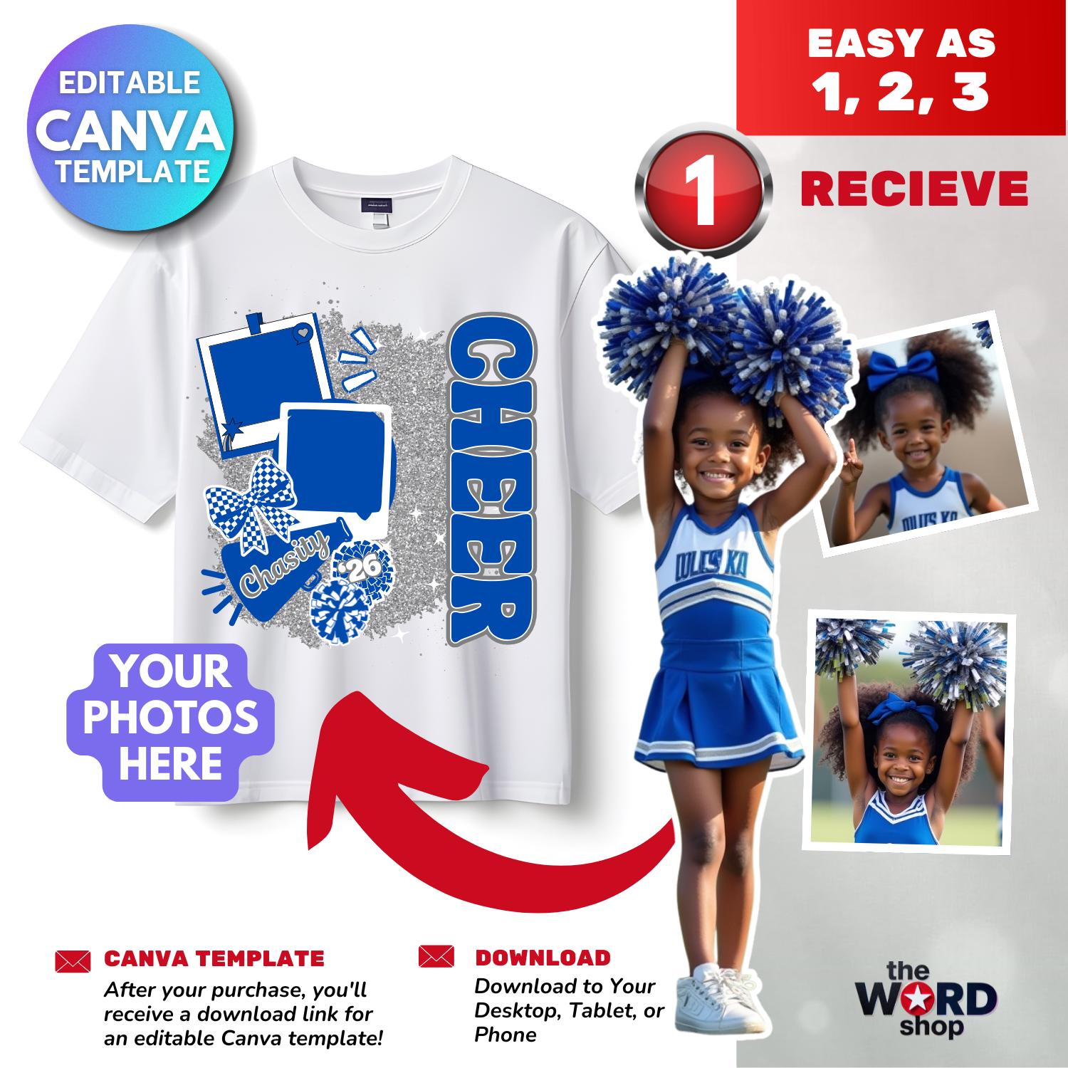 Editable Cheer Shirt Canva Template | Custom Cheerleader Name & Photo ...