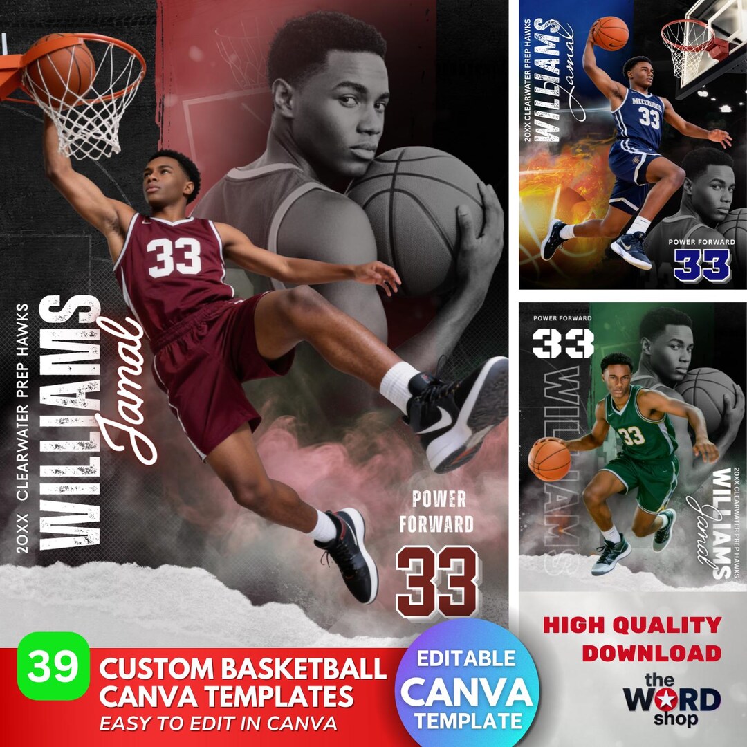 Custom Basketball Team Poster Template, 16x20 (canva Editable, Digital ...