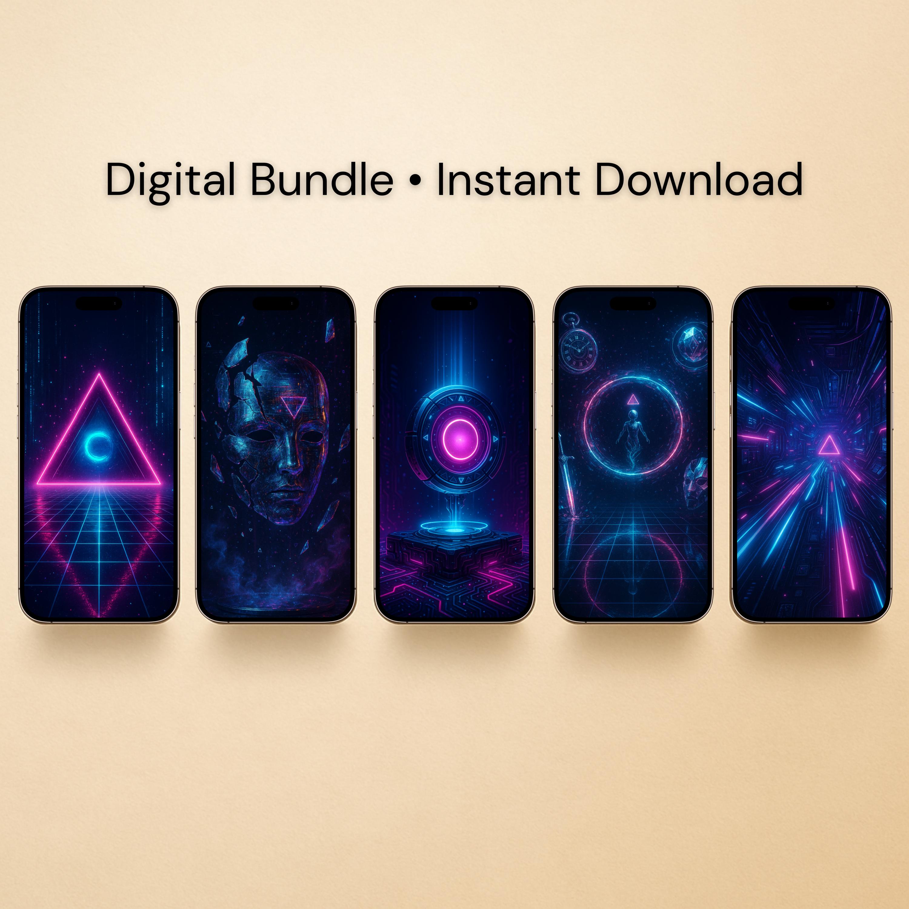 Cyber Neon Glow Wallpapers – 5 Futuristic Lock Screens for iPhone ...