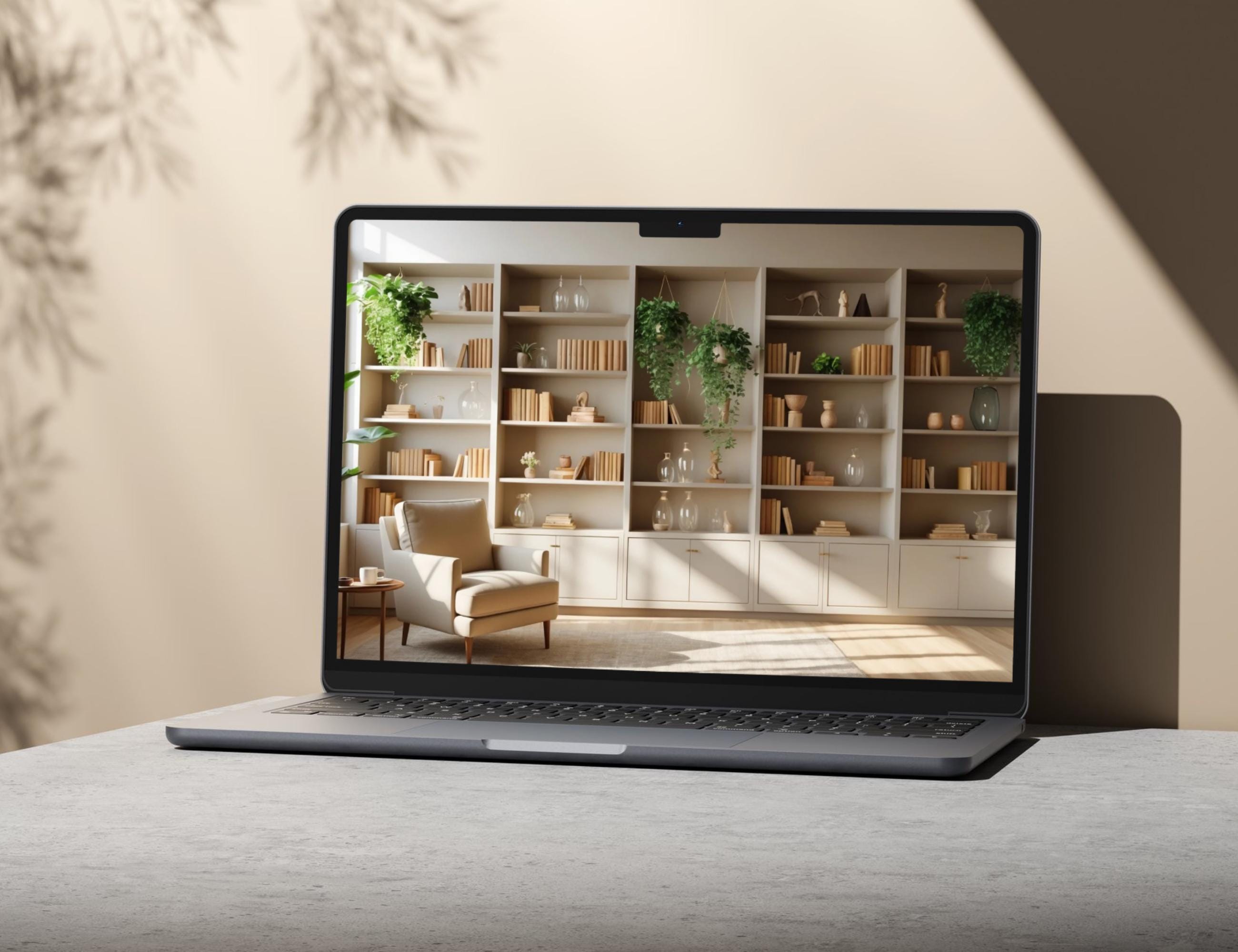 Neutral Zoom Background – Clean Office, Therapy & Bookshelf Scene ...