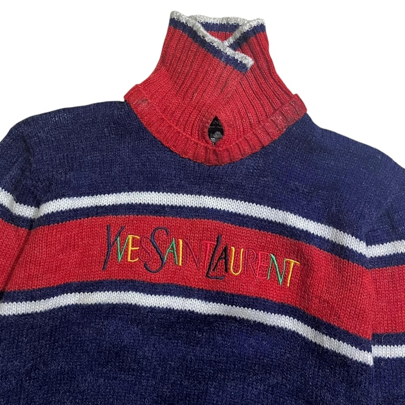 Vintage Yves Saint Laurent Pour Homme Colorblock Knit Sweaters ...