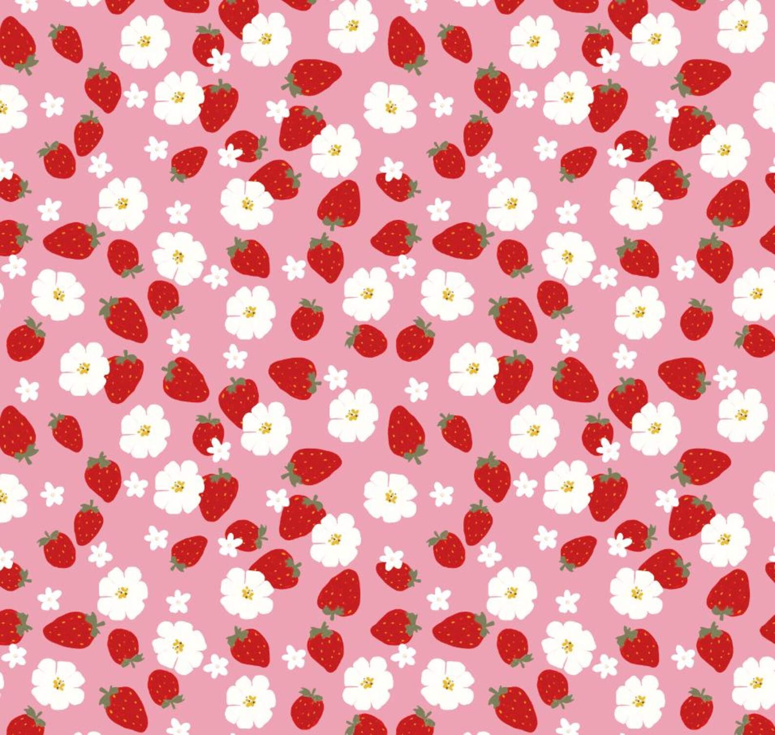 Spring Strawberry Floral Pattern Design Floral Fabric DIY Fabric Gift ...