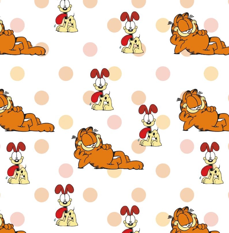 Cute Garfield Style Cartoon Cotton Fabric DIY Fabric Gift-by Half Yard ...