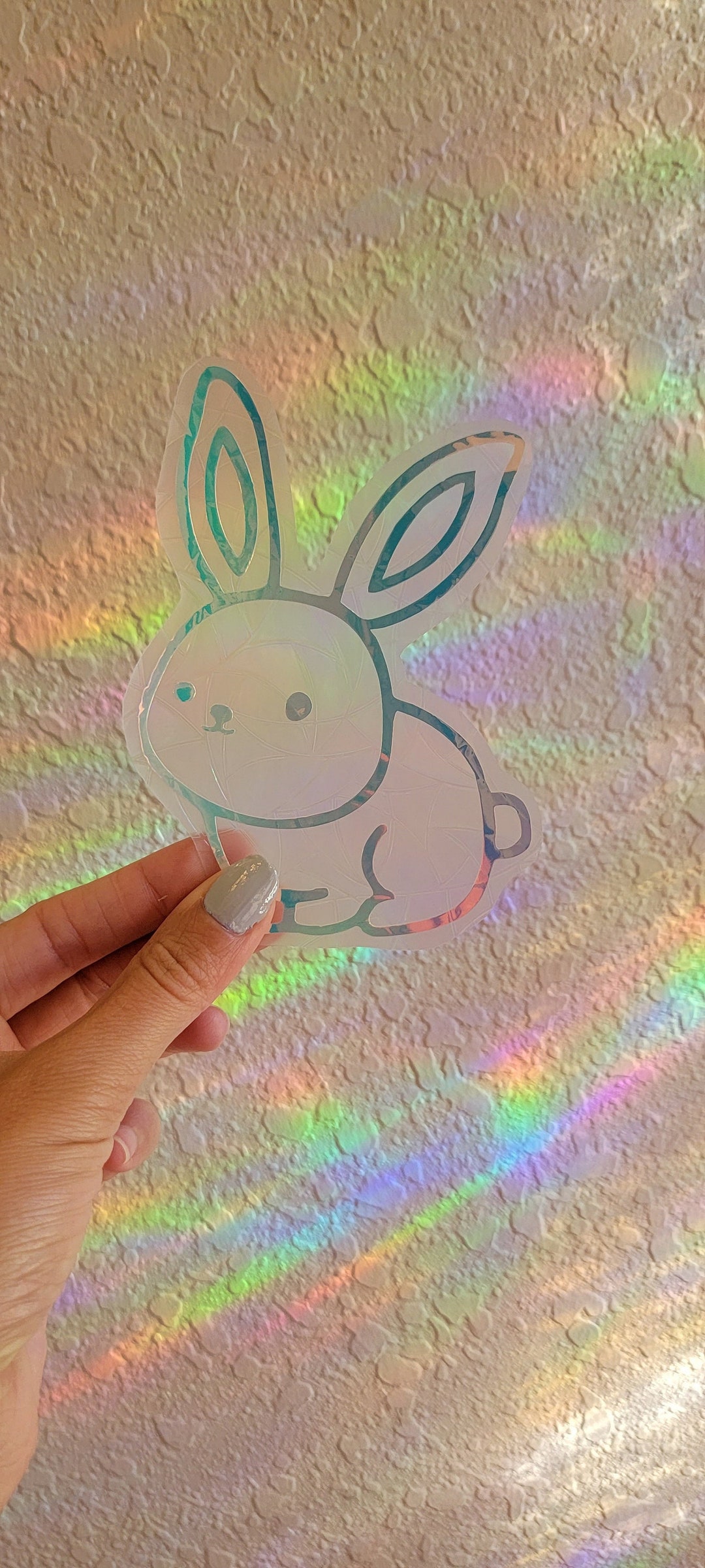 Funny Bunny Suncatcher // Window Decal, Suncatcher Sticker, Rainbow ...