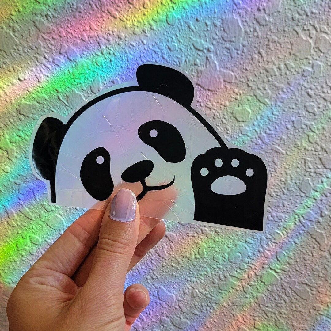 Waving Panda Suncatcher // Window Decal, Suncatcher Sticker, Rainbow ...