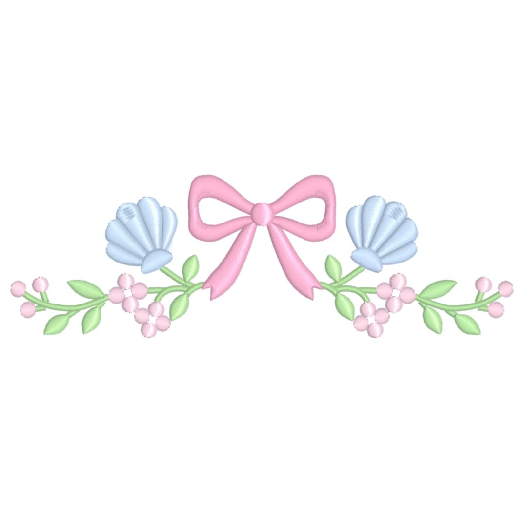 Seashell Bow Digital Embroidery Design, Coquette Seashellmachine ...