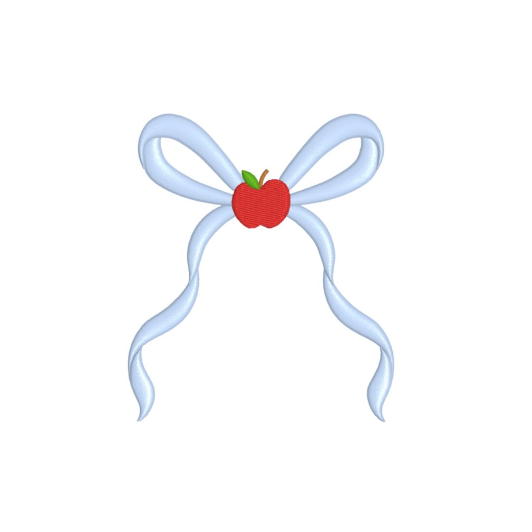 Apple Bow Embroidery Design: Back to School, Kids Bow (digital Download ...