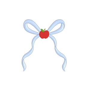 Apple Bow Embroidery Design: Back to School, Kids Bow (digital Download ...