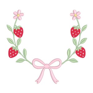 Strawberry Bow Wreath Embroidery Design (digital Download) - Etsy