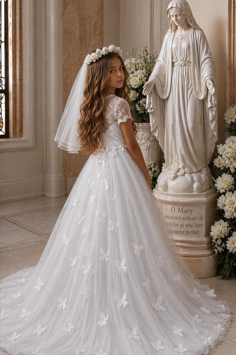 Heirloom First Communion Dress Set Imported European Lace Dress With ...