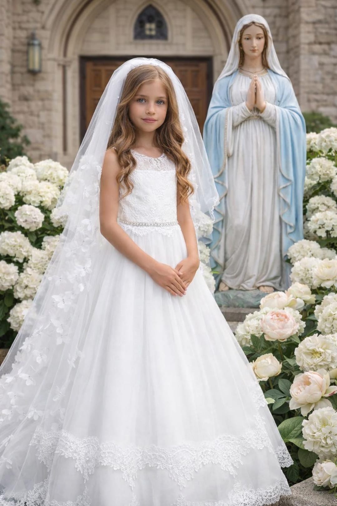 Heirloom First Communion Dress Set Imported European Lace Dress With ...