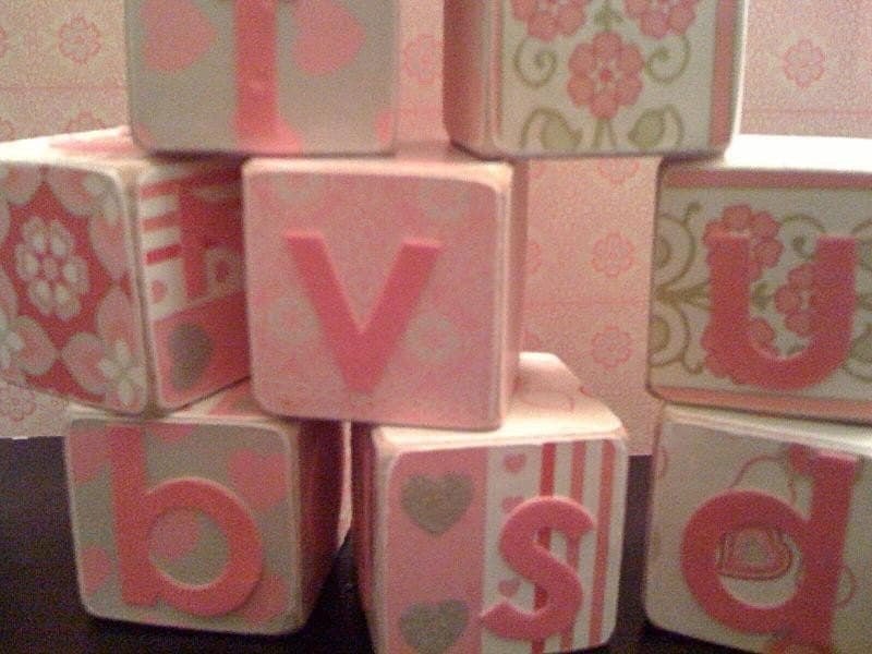 Alphabet Wooden Blocks,very Girly and Pink, Love is in the Air Block ...