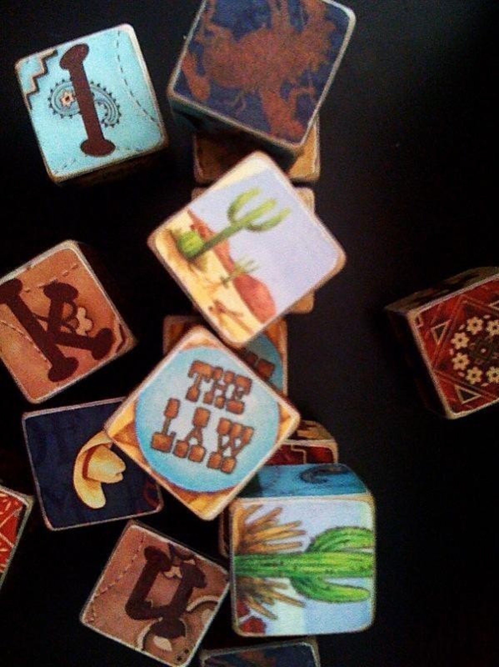 VINTAGE COWBOY, Counting and Word Building Wood BLOCKS, Personalized ...